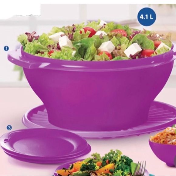 Tupperware | Kitchen | Tupperware Decorated Salad Bowl 43 Liter | Poshmark